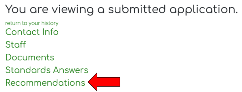 Accessing “Recommendations”